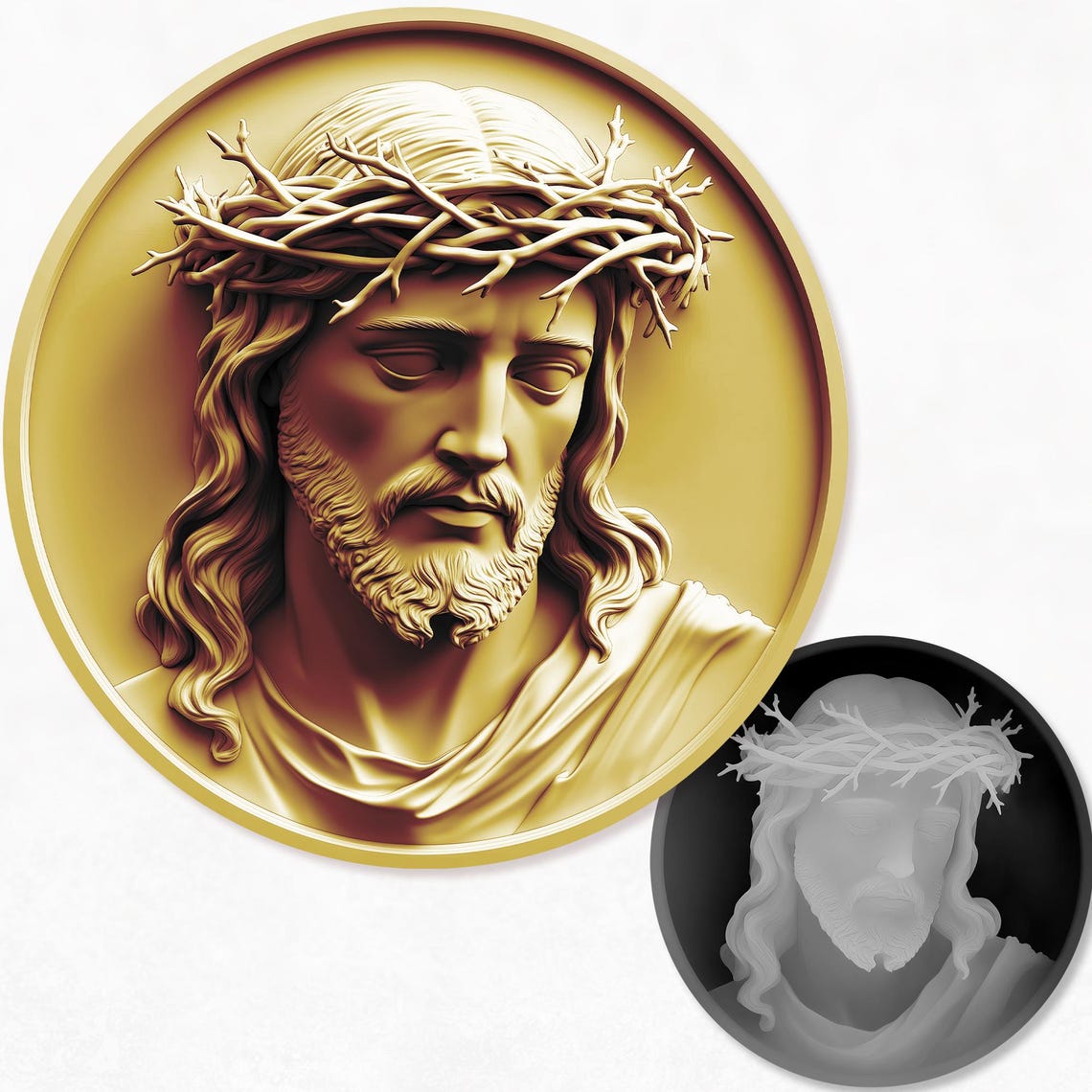 Jesus Crown of Thorns 3D Laser Engrave | Fiber Laser Engraving Designs ...