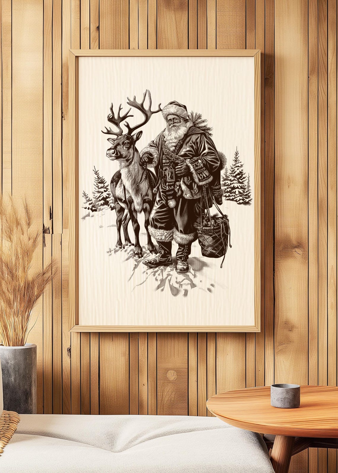 Santa and Reindeer Laser Burn File, Christmas Engraving Laser Projects ...