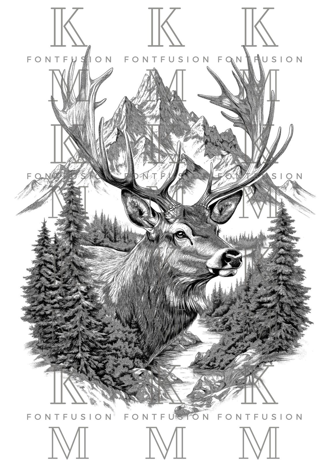 Deer Laser Burn File, Deer in the Forest Scene Engraving Laser Projects ...