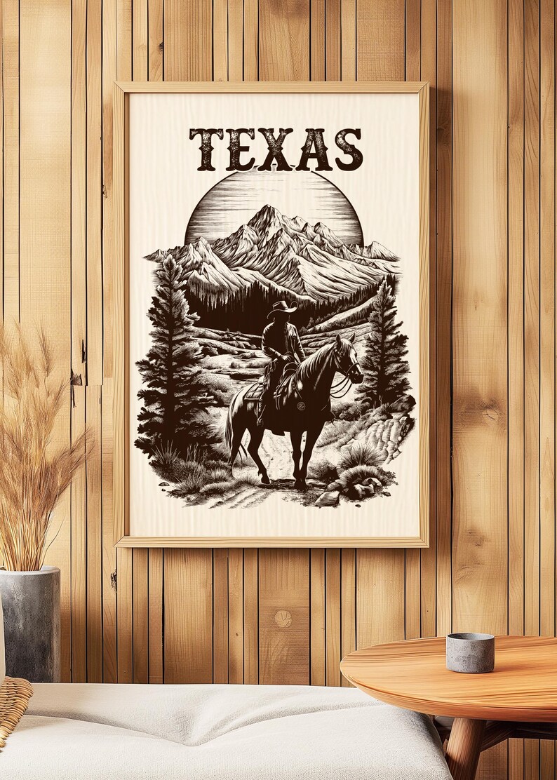 Texas Laser Burn File, Cowboy Riding a Horse Scene Engraving Laser ...