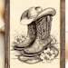 Cowboy Boots Laser Burn File, Cowboy Boots and Flower Scene Engraving ...