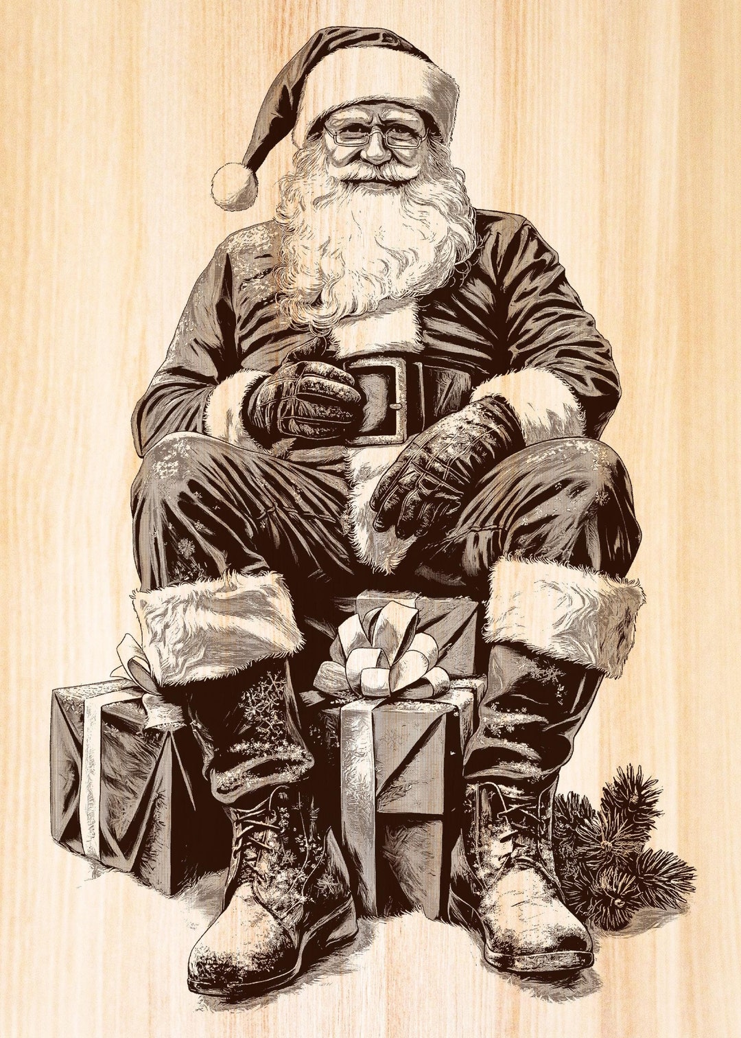 Christmas Santa Laser Burn File, Christmas Engraving Laser Projects ...