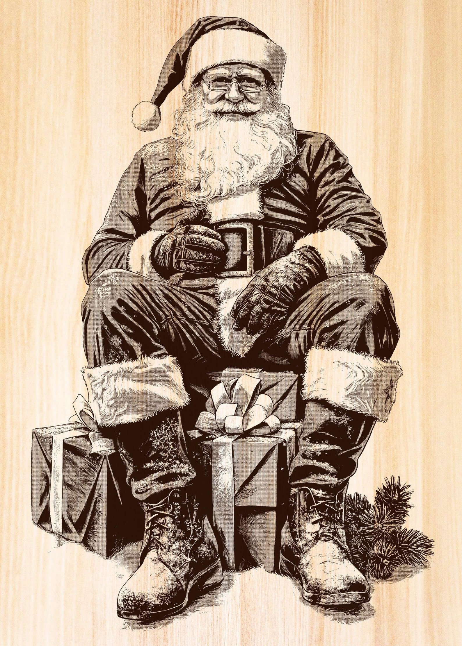 Christmas Santa Laser Burn File, Christmas Engraving Laser Projects ...