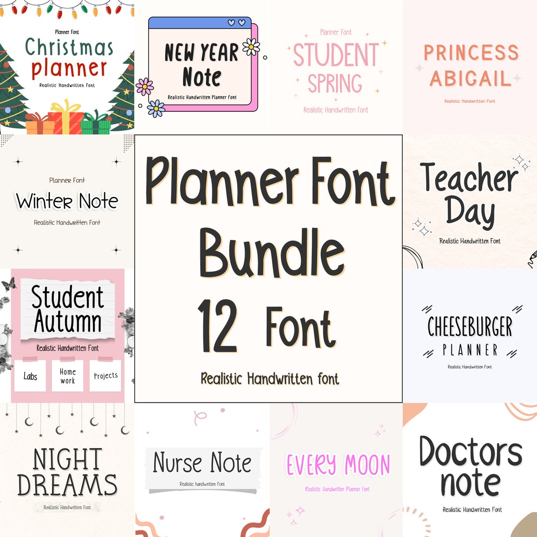 Font Bundle Planner Font Realistic Handwritten Font Neat - Etsy