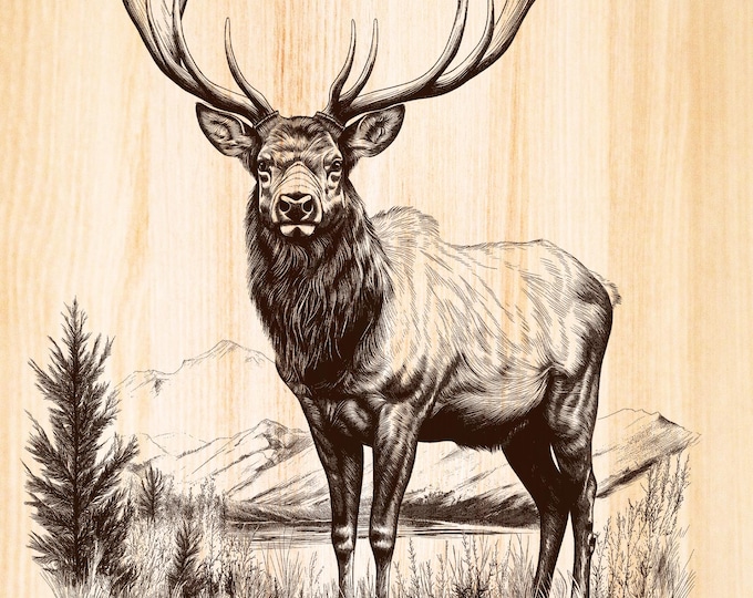 Silver Pack®! Bull Elk at Mountain Cabin Laser Engraving File PNG, JPEG ...