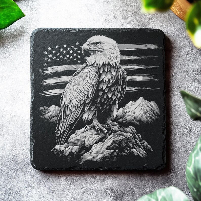 Eagle Laser Slate Board Coaster Engraving Files, Glowforge File, Laser ...