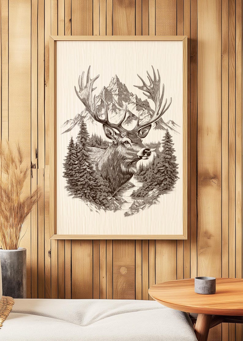Deer Laser Burn File, Deer in the Forest Scene Engraving Laser Projects ...