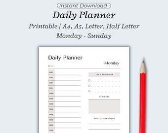 7 Day Planner Printable, Daily Planner, Weekly Planner, Daily to Do ...