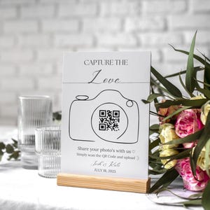 Customizable Wedding Photo Sharing Sign: Elegant QR Code Canva Template ...