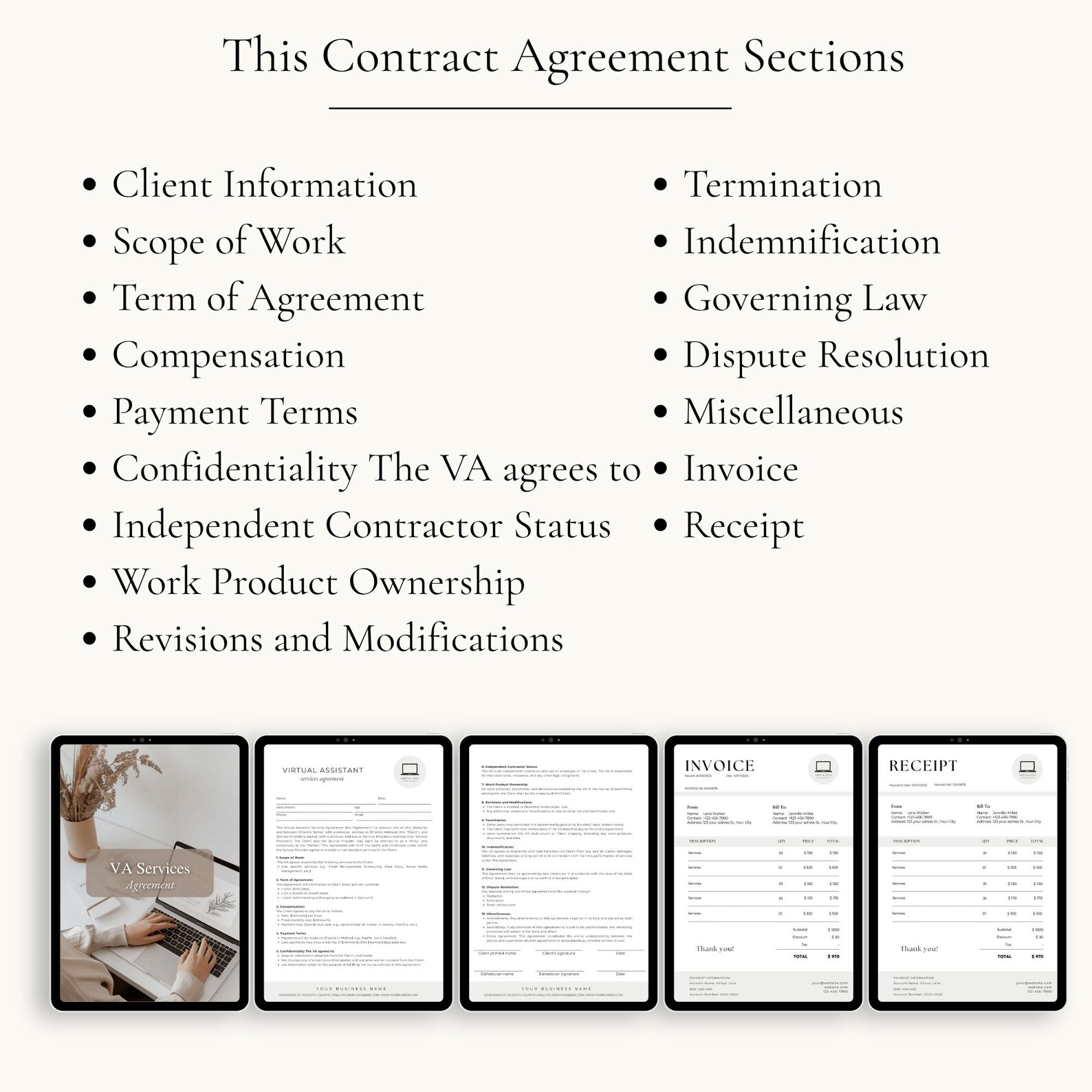 Virtual Assistant Contract Template: Editable Canva VA Services ...