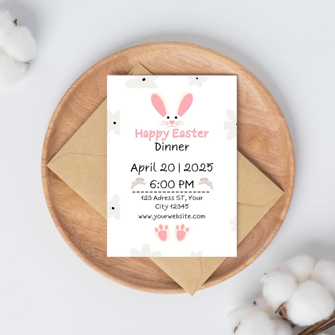 EDITABLE Canva Easter Dinner Invitation, Easter Party Invite, Easter ...