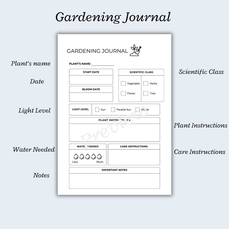 Garden Journal, Printable Garden Journal, Gardening Journal, Plant ...