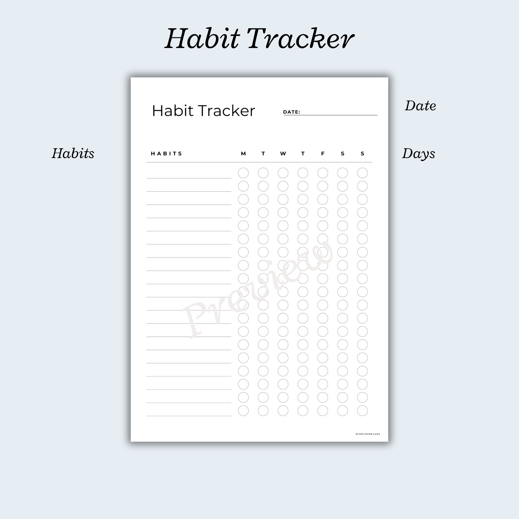 Daily Habit Tracker Printable, Habit Tracker Template, Routine Tracker ...