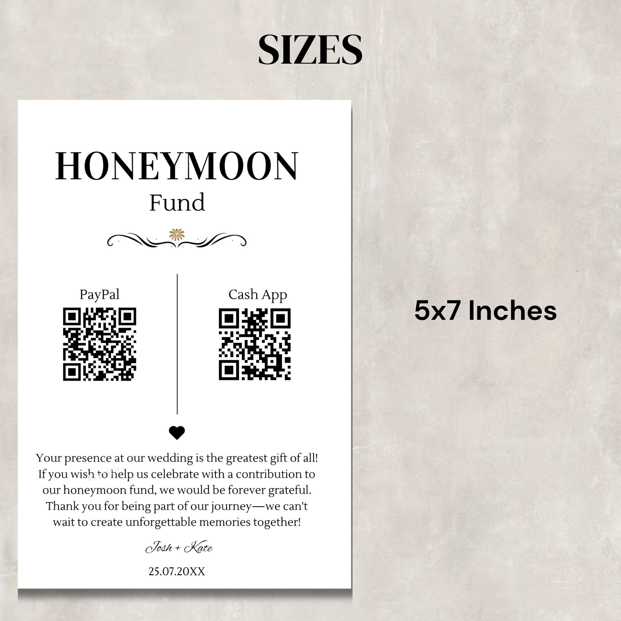 Honeymoon Fund Sign: Wedding QR Code Canva Template (digital Download ...