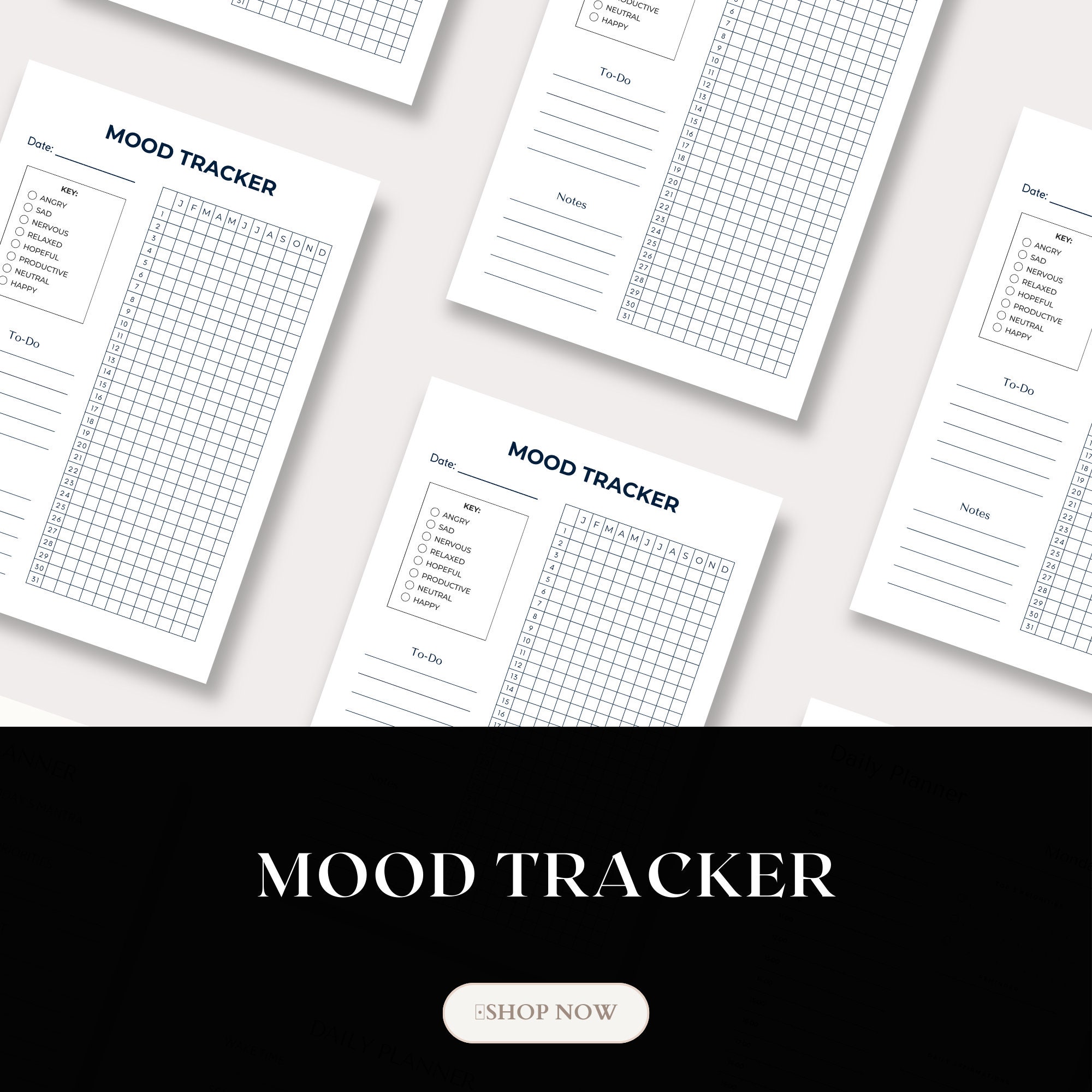 Mood Tracker, Instant Download, Printable Mood Tracker, Happy Tracker ...