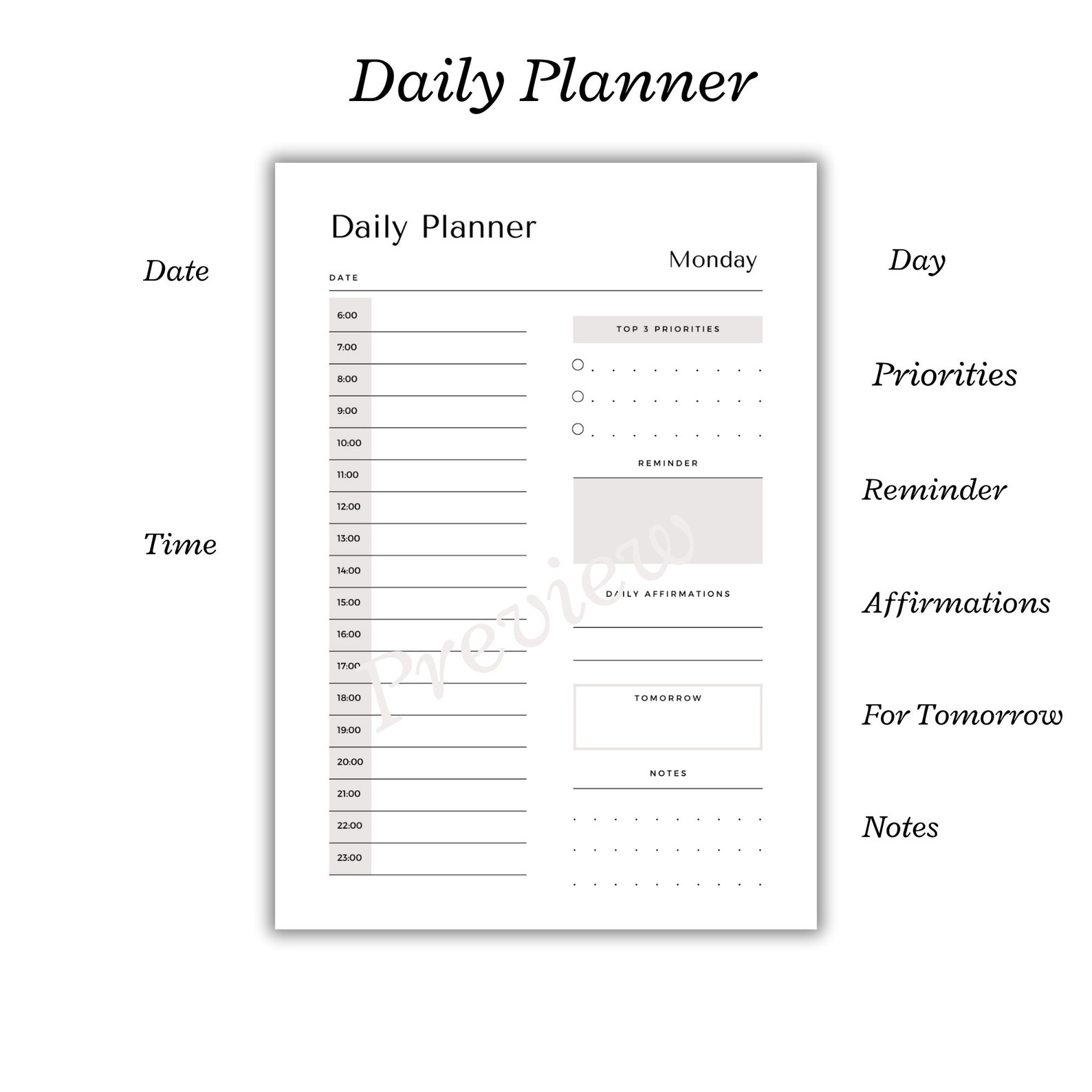 7 Day Planner Printable, Daily Planner, Weekly Planner, Daily to Do ...