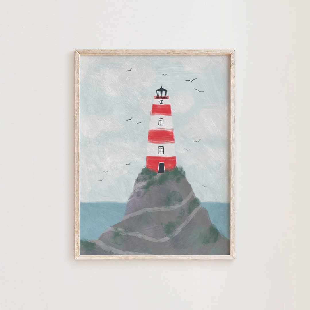 Printable Lighthouse Print for Kid's Room Sea Nursery Wall Decor ...