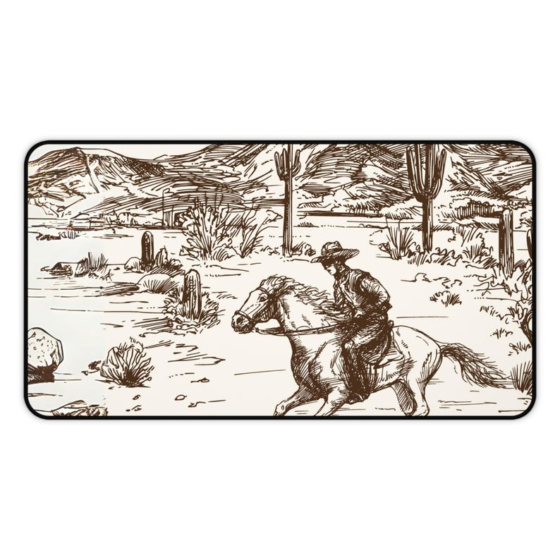 Vintage Cowboy Desk Mat, Rustic Office Decor, Western Style Mouse Pad ...