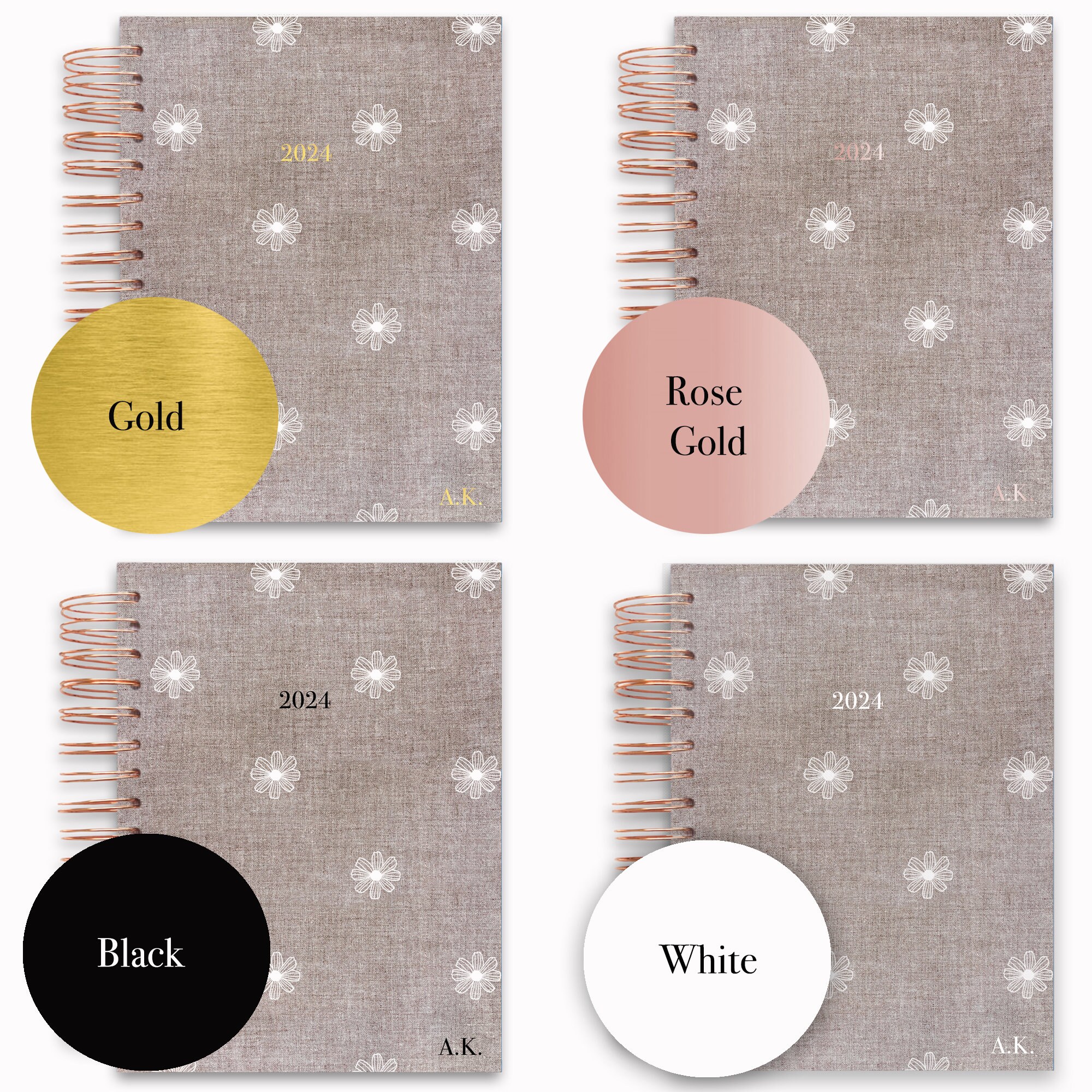 Dated Weekly Planner - Light Brown Cloth | You DECIDE When to START ...