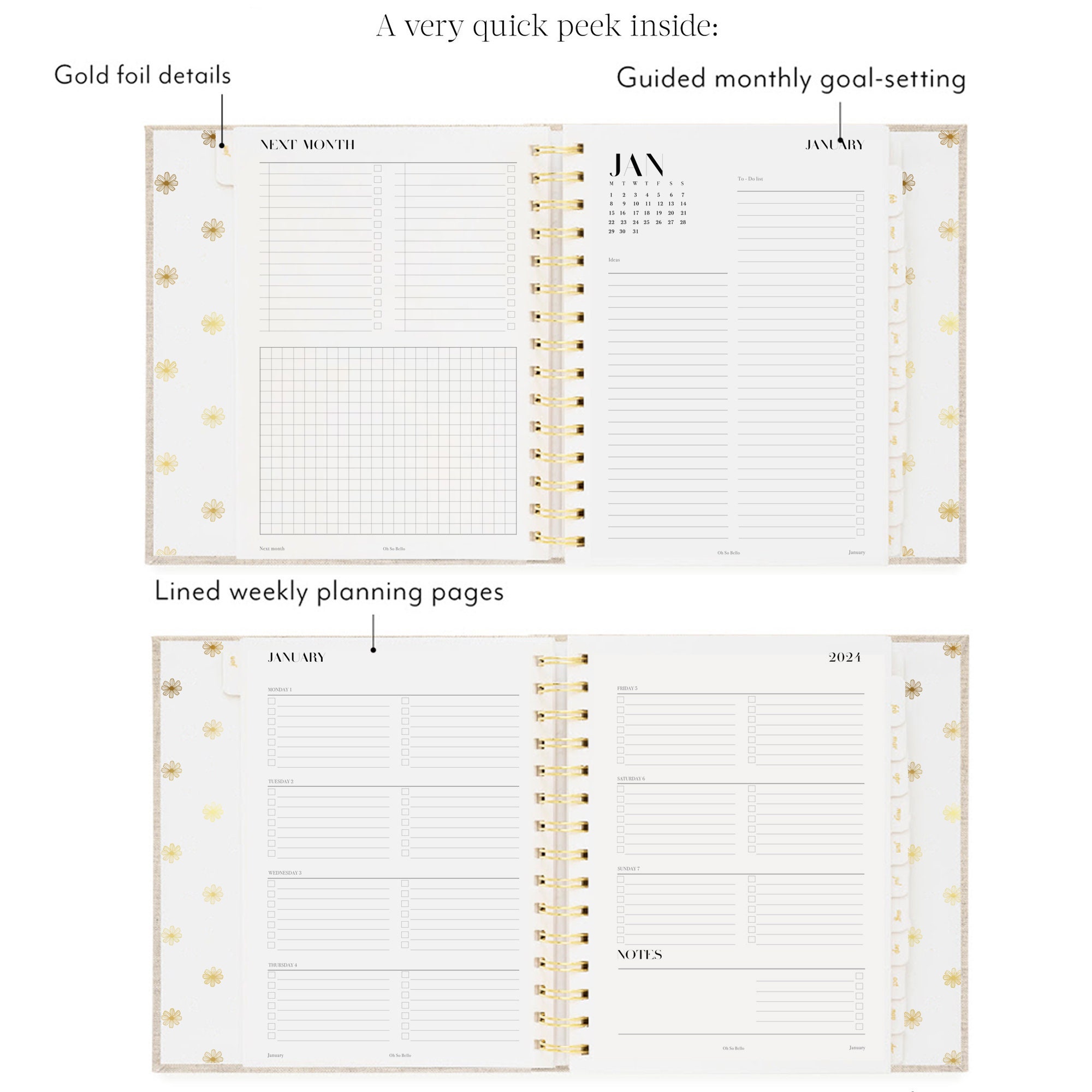 Dated Weekly Planner - Sage Green Cloth | You DECIDE When to START ...