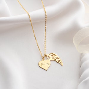 Custom Memorial Name Necklace, Hug From Heaven Memorial Wing Necklace ...
