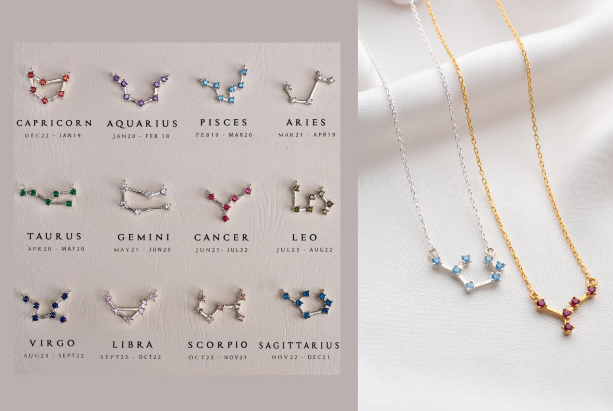 Personalized Constellation Star Sign Necklace, Zodiac Necklace, 12 ...