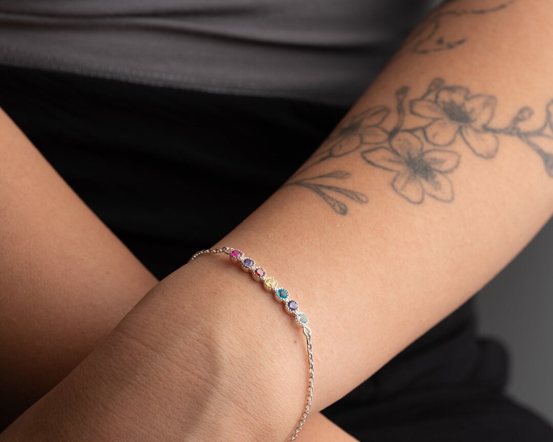 Personalized Multiple Birthstone Bracelet, Family Birthstone Bracelet ...