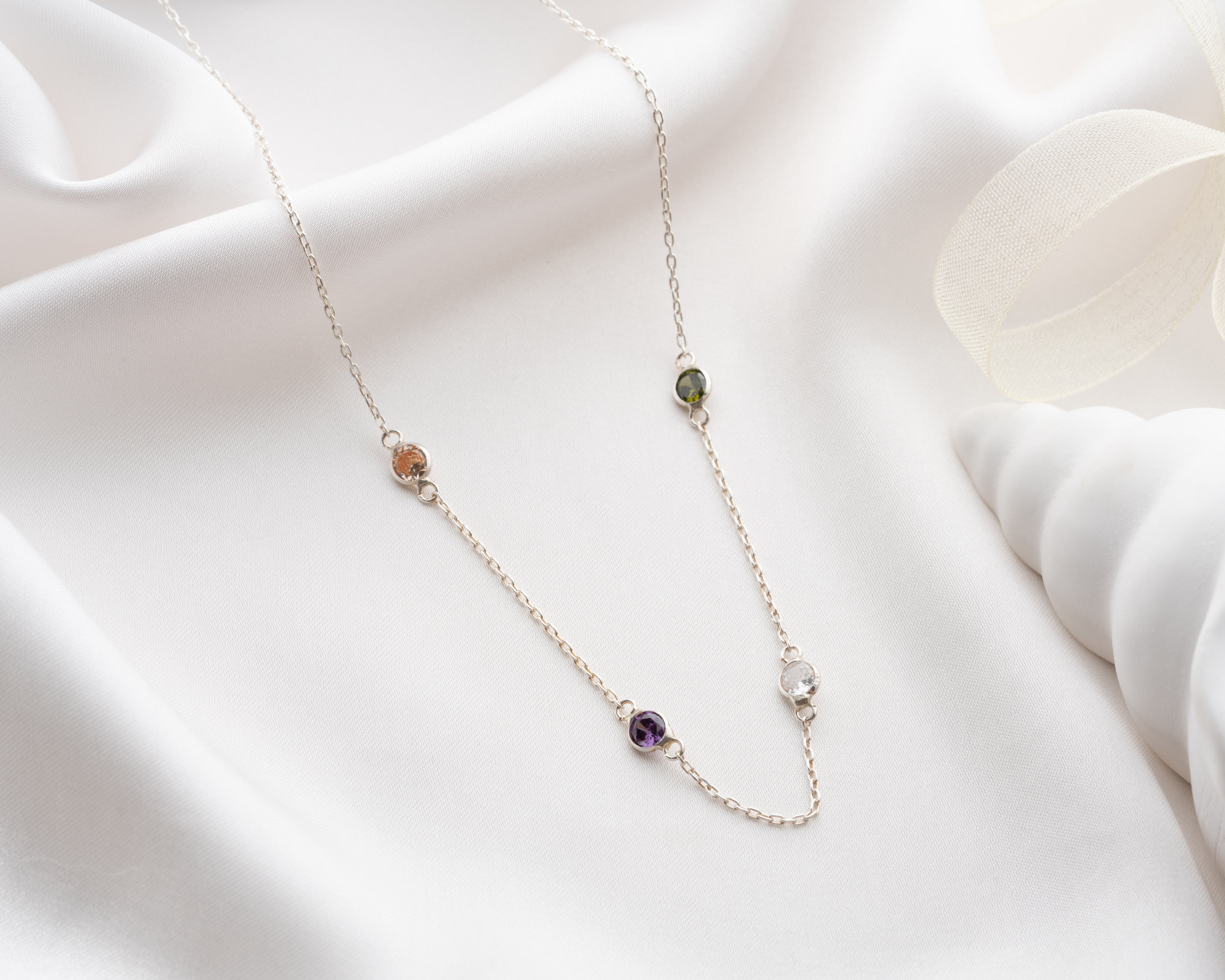 Spaced Multi Birthstone Necklace Family Birthstone Necklace - Etsy