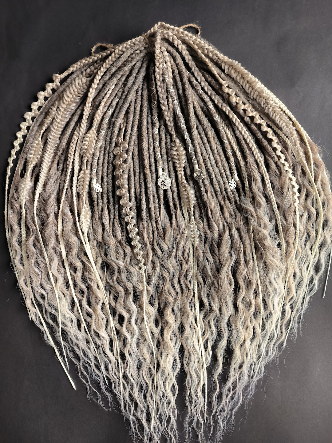 Synthetic De Dreadlocks Ombre Extensions Light Grey, Cool Natural Shade ...