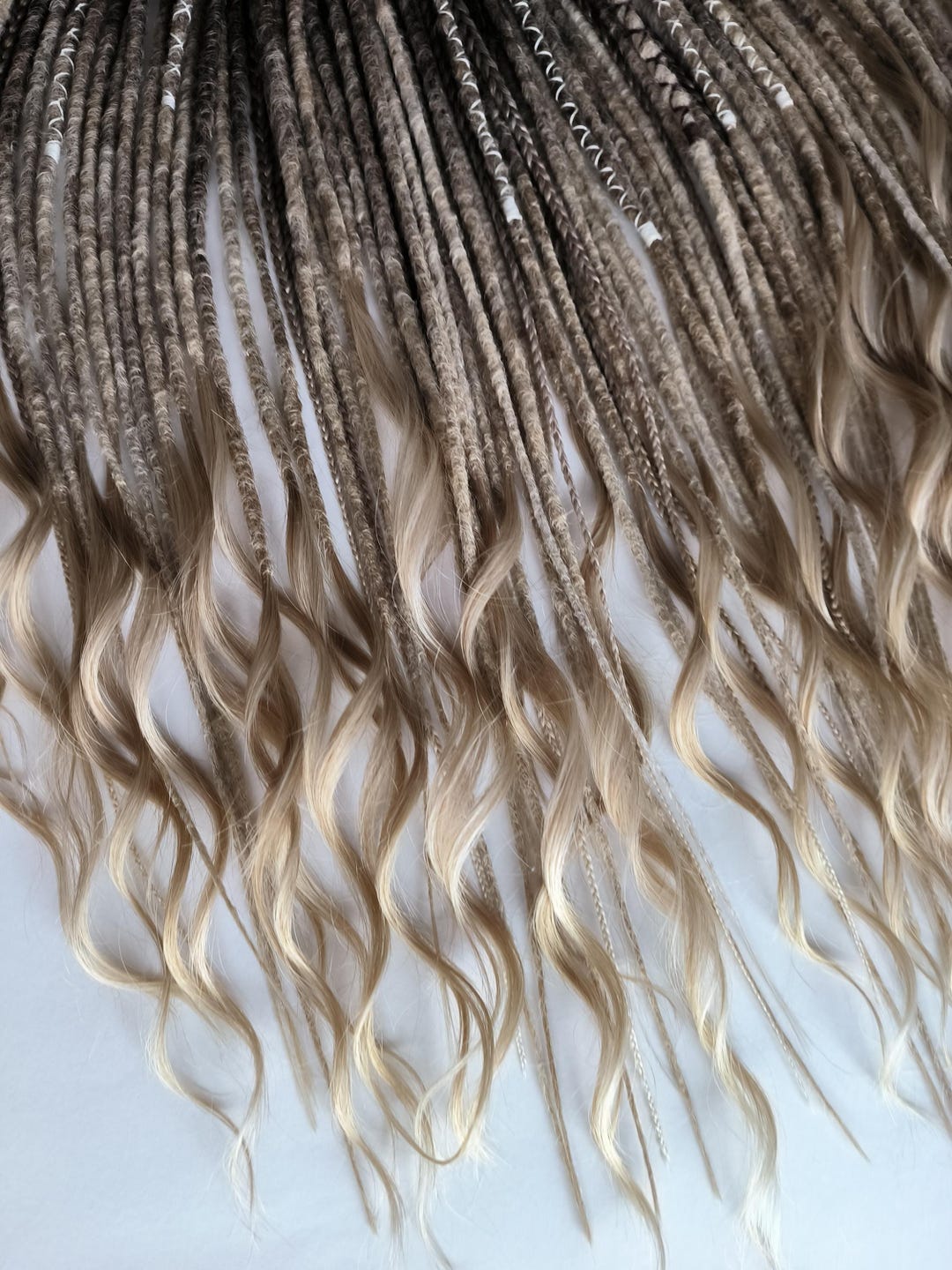 Cream Blonde Curly Synthetic Dreads: Boho Wave Dreadlocks With ...