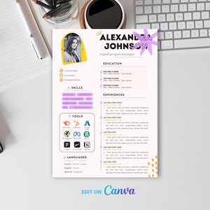 Modern and Original CV Template to Edit on Canva - Etsy