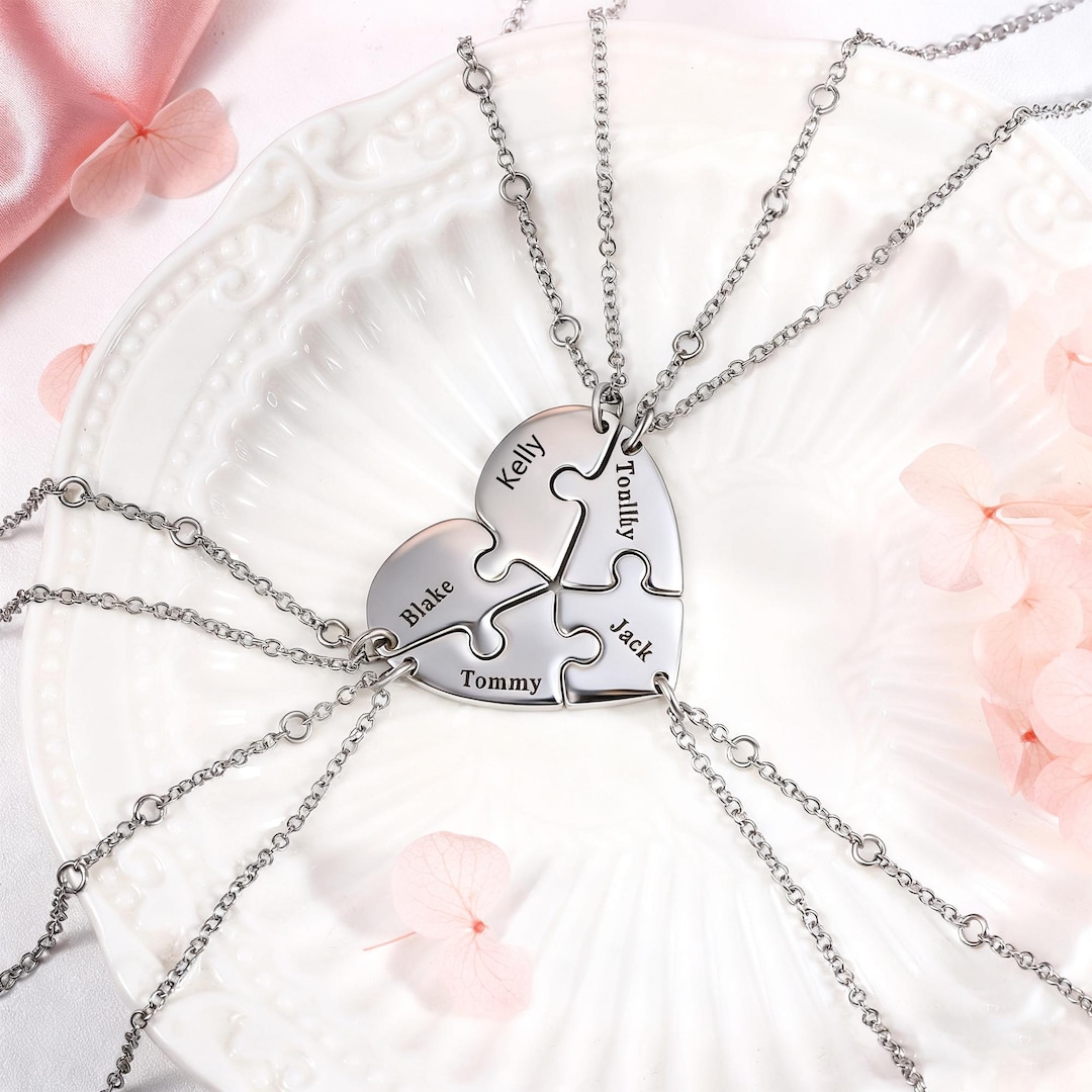 Personalized Heart Puzzle Charm Bracelet, Custom Friendship Bracelets ...