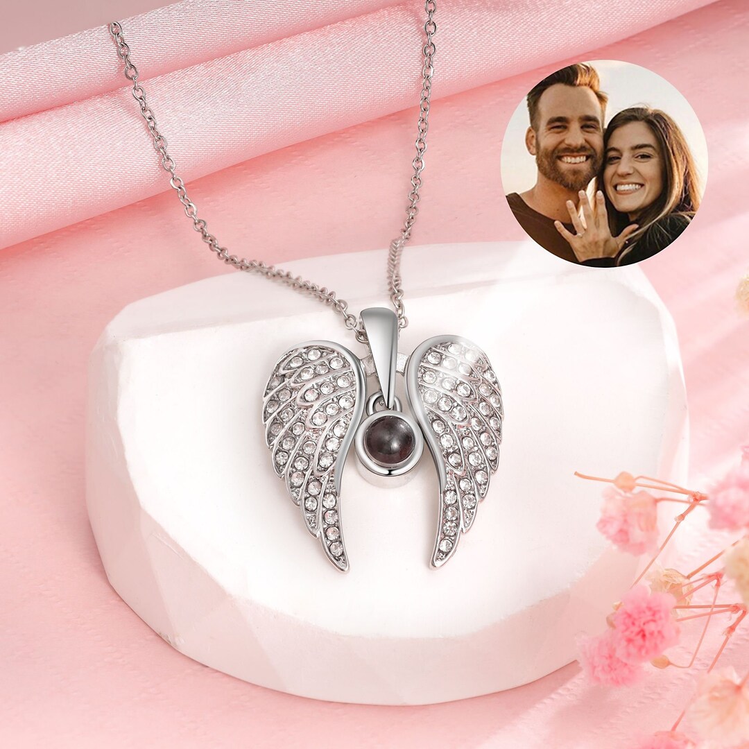 Personalized Angel Wings Projection Necklace,custom Photo Projection ...