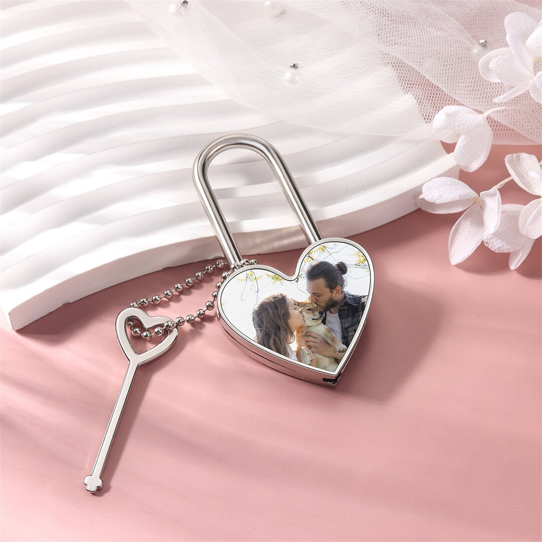 Personalized Photo Heart Padlock,engraved Round Lock With Photo,lock ...