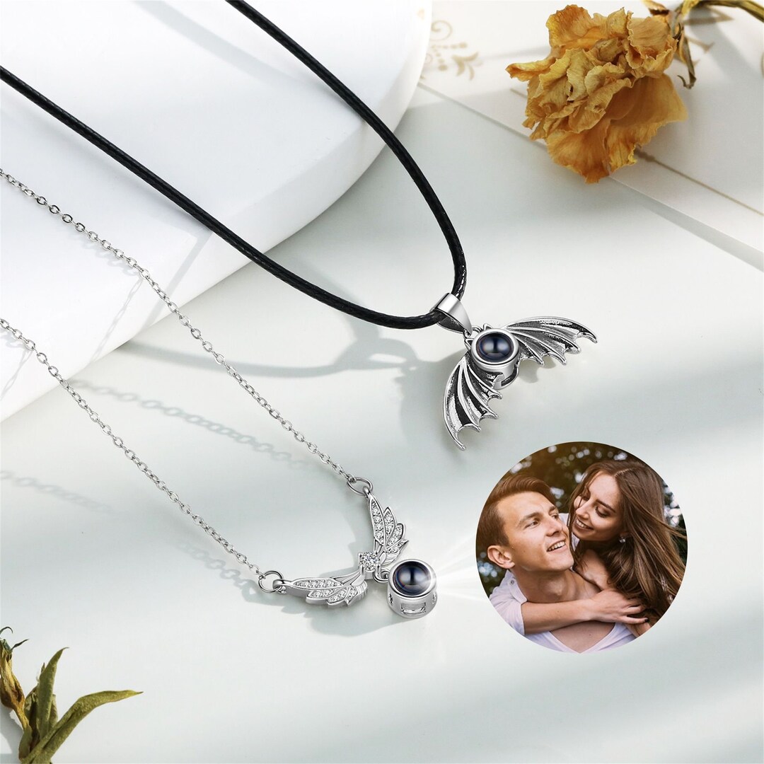 Personalized Angel Pendant Photo Projection Necklace,custom Picture ...
