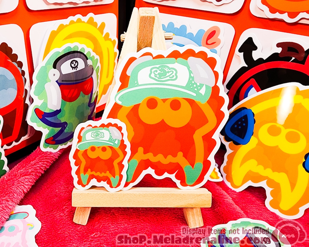 Salmon Run 2 Squid Sticker1.5-3 Clear Scribble Series Sticker Stick on ...
