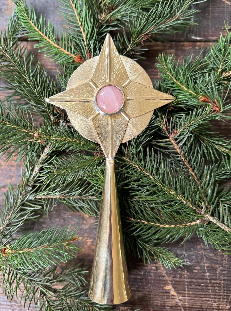 Tree Topper Star Brass Hand Forged Rose Quartz - Etsy