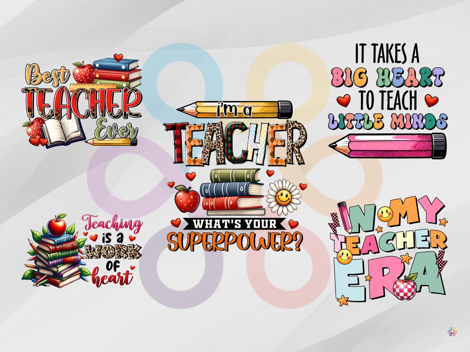 20 Watercolor Teacher Quote Appreciation PNG Graphics Clipart ...