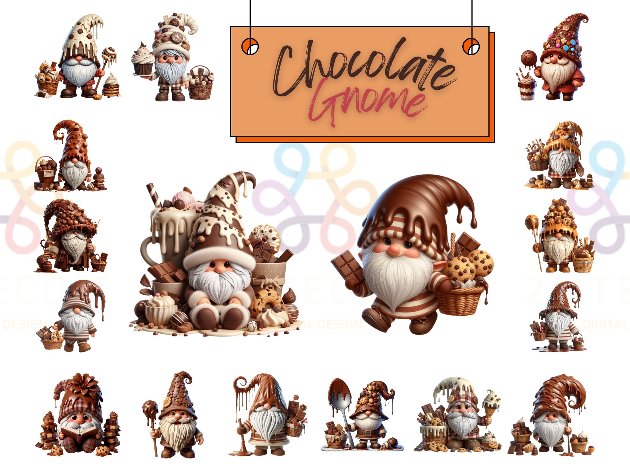 17 PNG Chocolate Gnome Bundle, Chocolate Lover PNG, Gnome Lover PNG ...