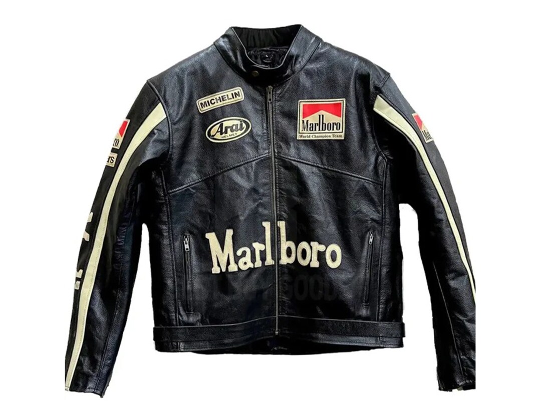 Mens Marlboro Motorbike Racing Jacket Motorcycle Leather - Etsy
