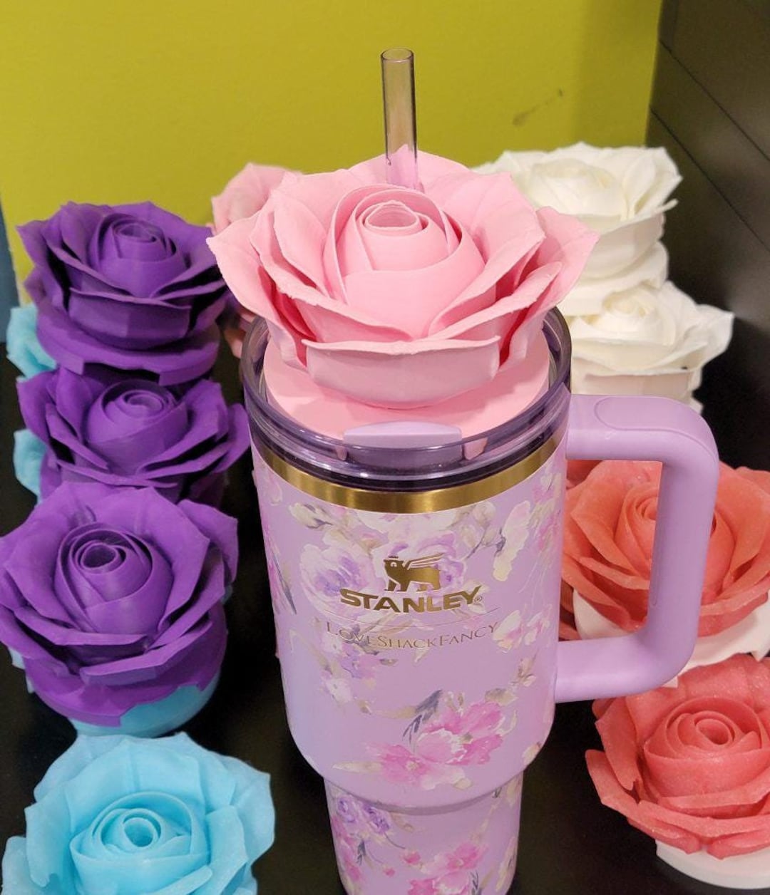 3D Floral Rose Stanley Tumbler Topper for Quencher 20oz 30oz 40oz 64oz ...
