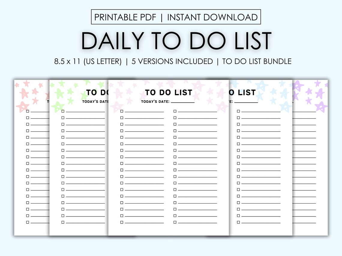 Printable to Do List Template for Organization & Planning, Daily to Do ...