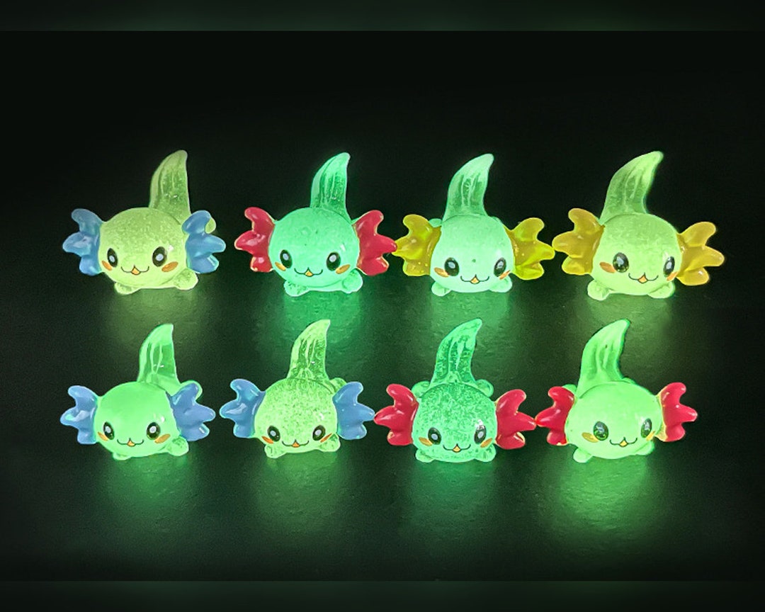 Miniature Axolotl multi-colored Glow in the Dark Luminous Figures Fish ...