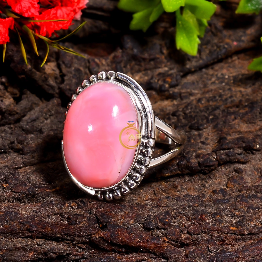 Pink Opal Ring, Pink Stone Ring, 925 Sterling Silver Ring, Gemstone ...