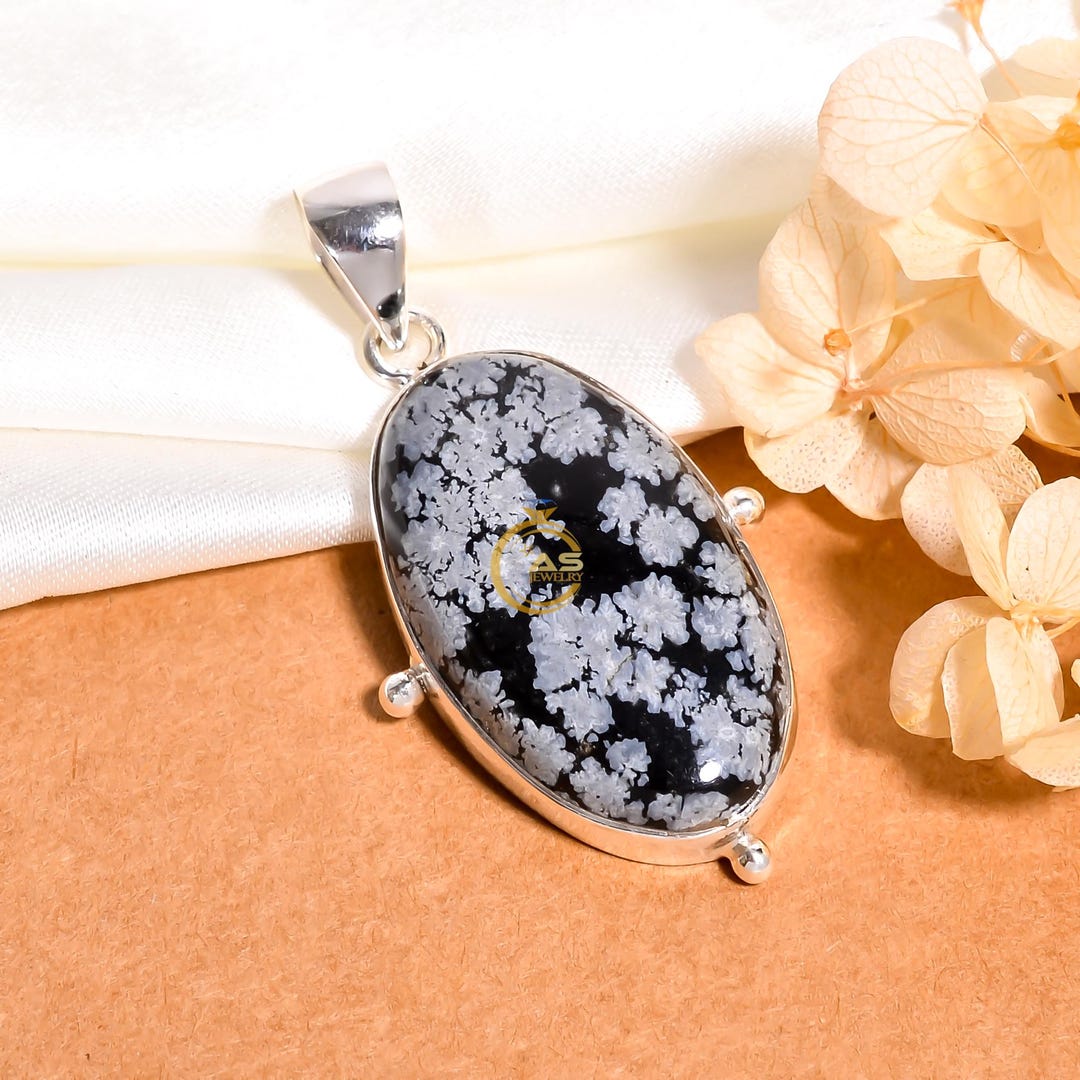 Snowflake Obsidian Pendant Gemstone Pendant Handmade Pendant Design ...
