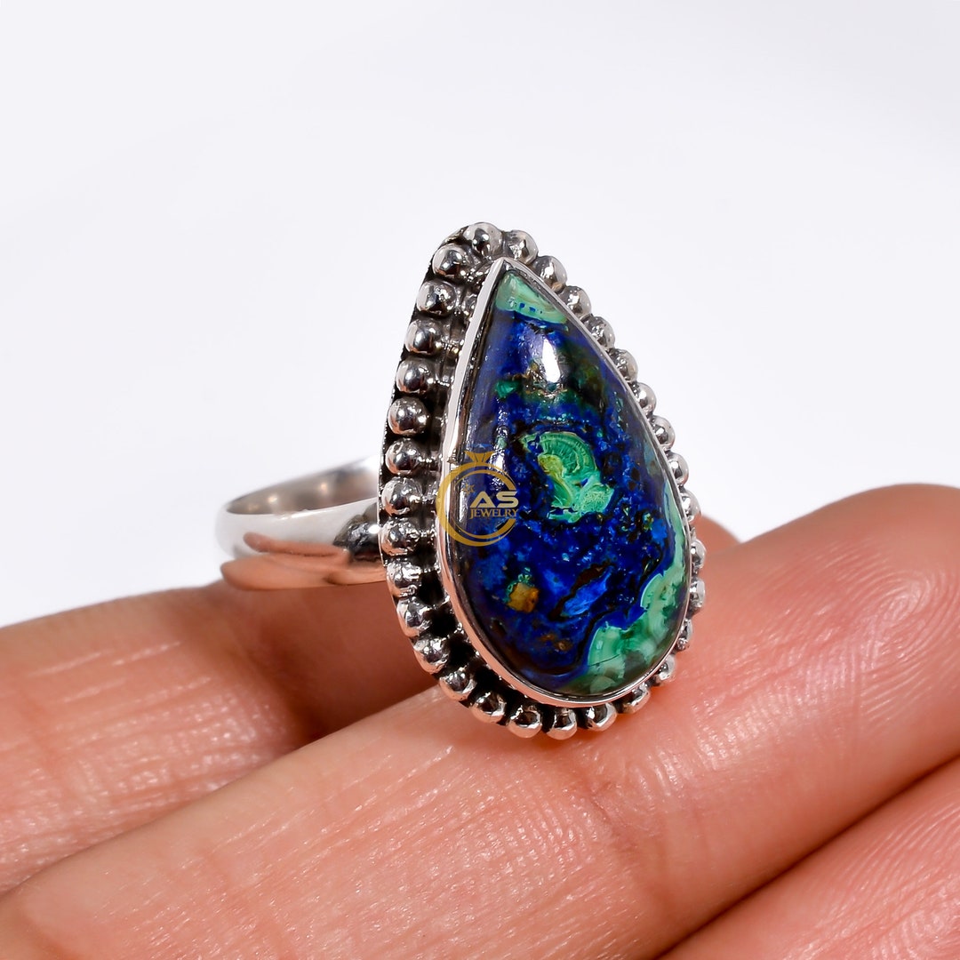 Azurite Ring Gemstone Ring 925 Sterling Silver Ring Handmade Ring ...