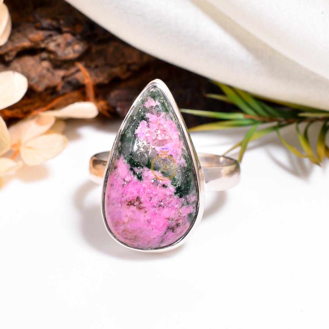 Natural Pink Cobalt Calcite Stone Ring, 925 Sterling Silver Ring ...