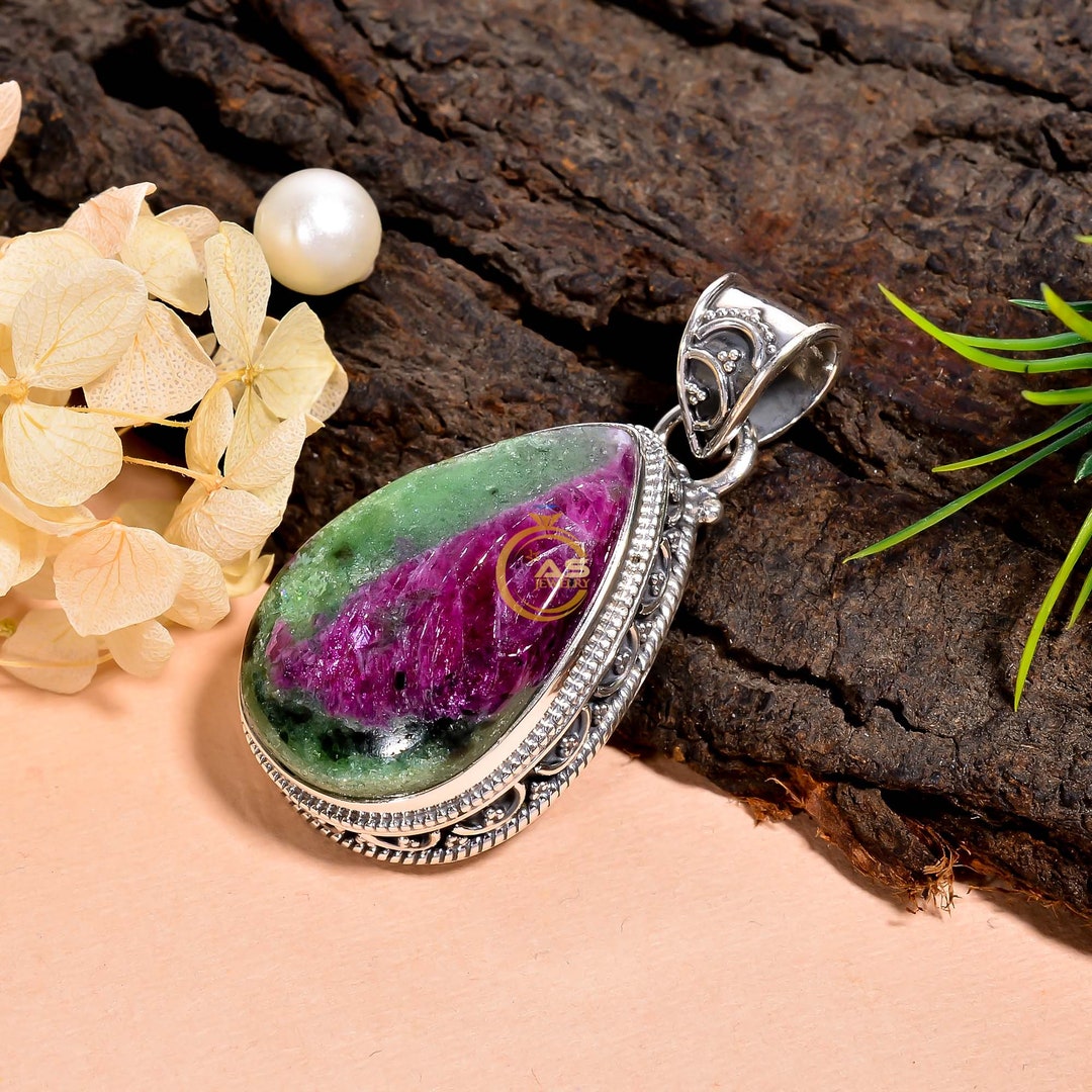 Top Quality Ruby Zoisite Pendant, Gemstone Pendant, 925 Sterling Silver Pendant, Handmade ...