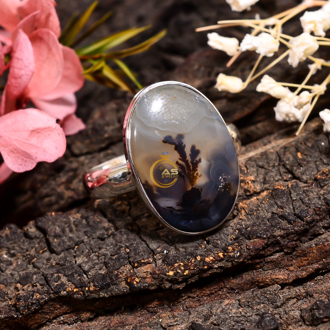 Scenic Dendritic Agate Ring: Handmade 925 Sterling Silver Boho Ring - Etsy