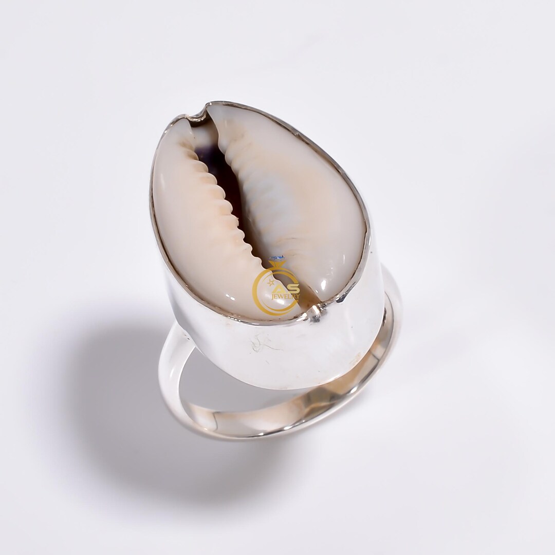 Natural Cowrie Sea Shell Ring Handmade Ring 925 Sterling Silver Ring ...